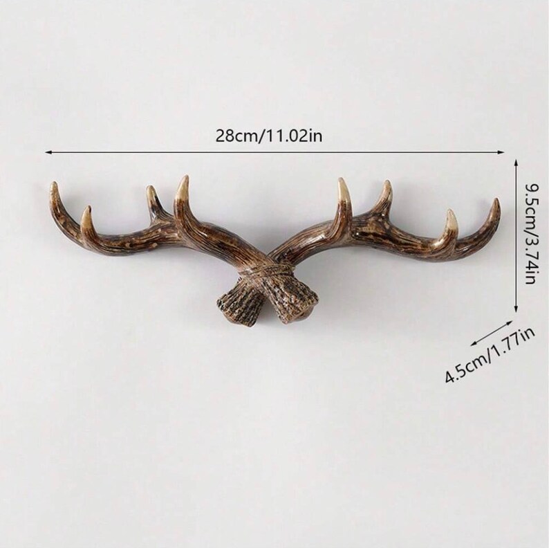 Deer Horn Decorative Hook Wall Hanging Clothes and Hats Hook, Antlers Wall Decoration, Antler ...