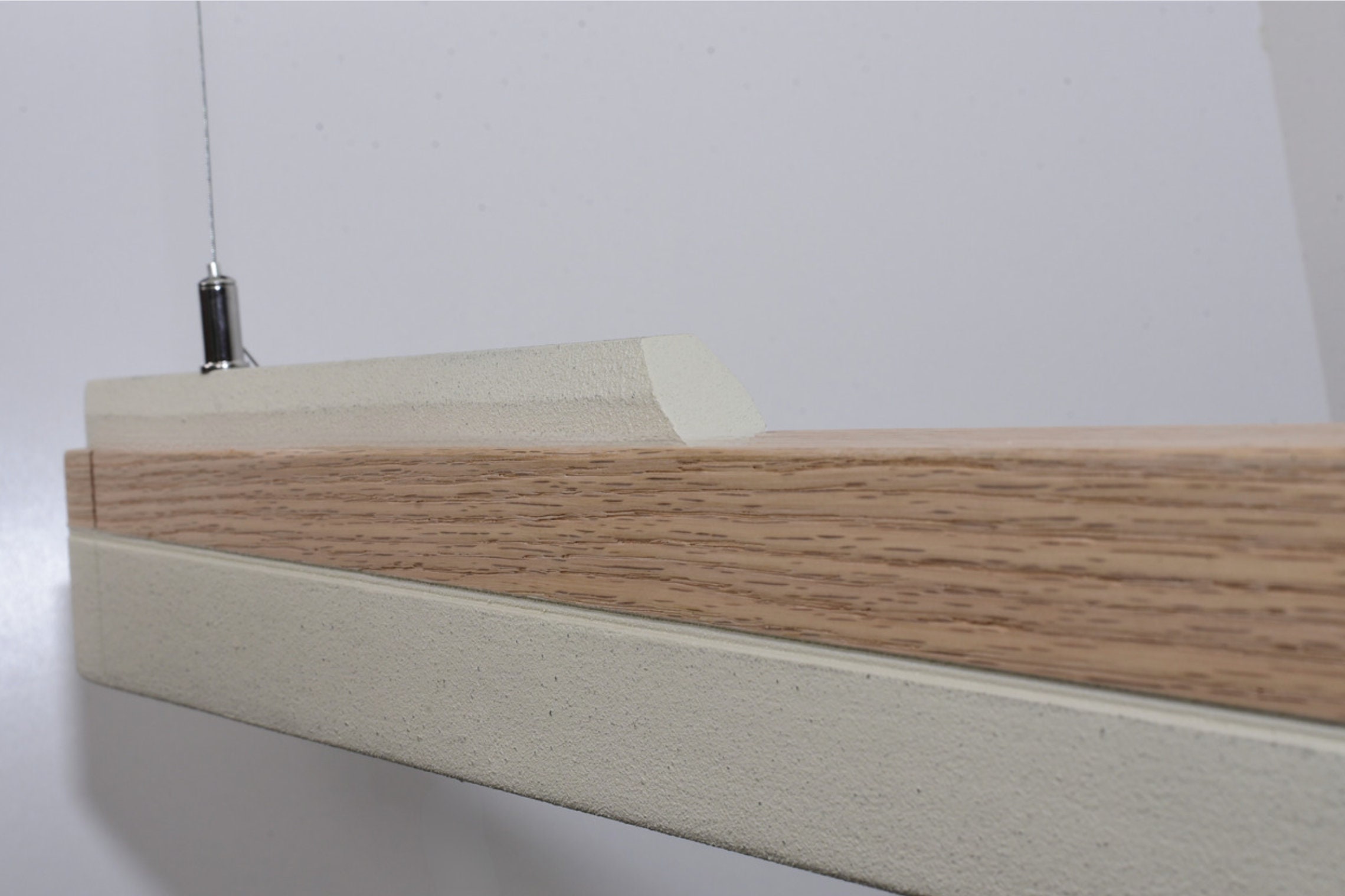 Wood Linear Light Made From Solid Oak With Edges and Half Concrete ...