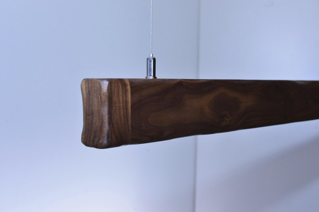 Rustic Wood Pendant Light Made From Walnut, Age Wooden Ceiling Fixture ...
