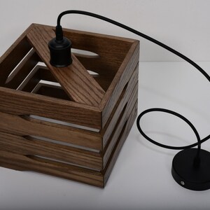 Wood Square Pendant Light, Single Light Lamp Made From Oak, Hanging ...