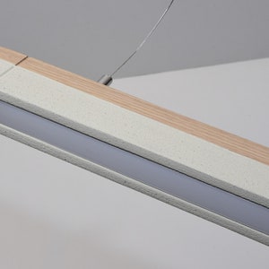 Wood Linear Light Made From Solid Oak With Edges and Half Concrete ...