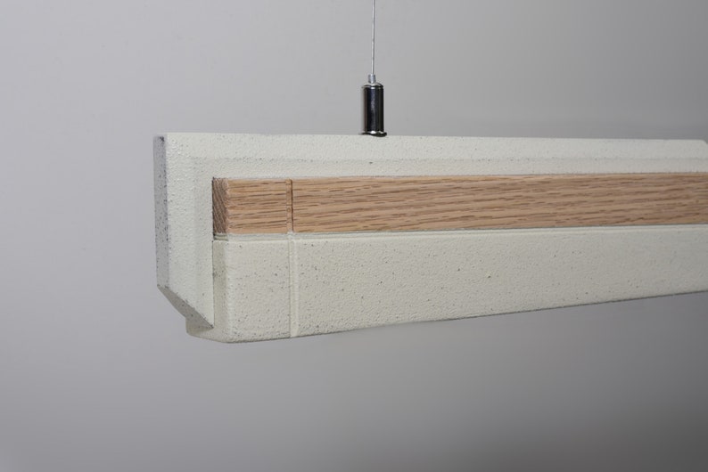 Wood Linear Light Made From Solid Oak With Edges and Half Concrete ...