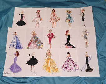 Set of 15 Robert Best Barbie Fashion Model Collection Wall Art Prints ...