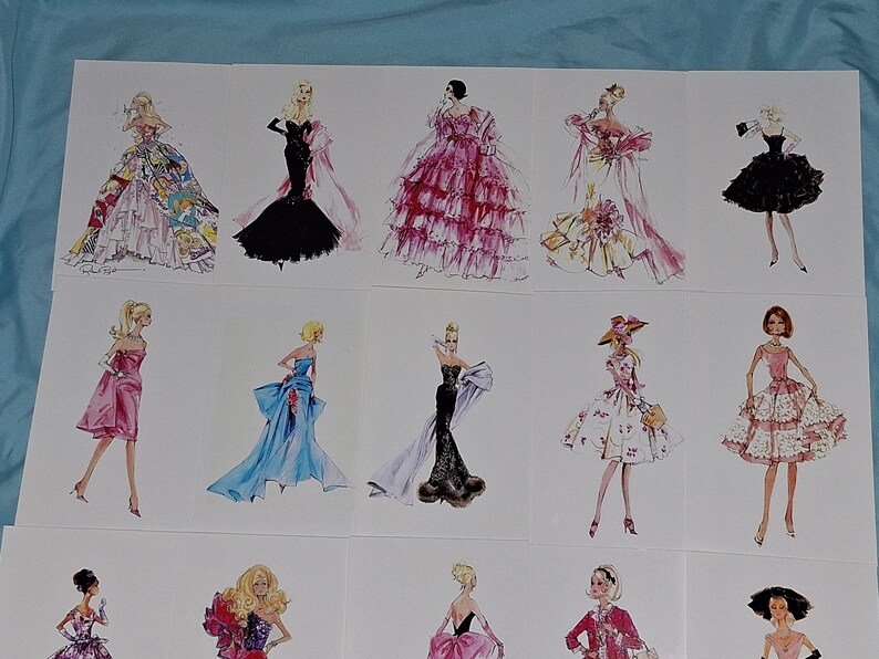 Set of 15 Robert Best Barbie Fashion Model Collection Wall Art Prints ...