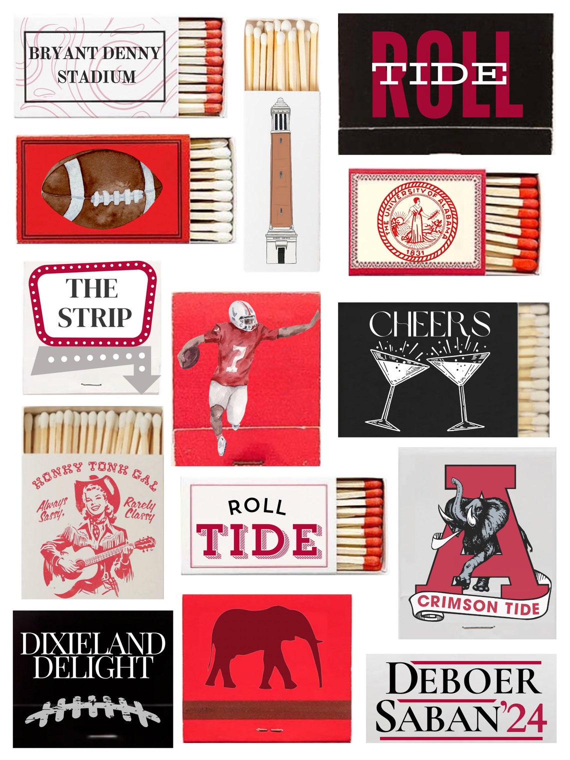 University of Alabama Matchbook Collage Digital Print Wall Decor - Etsy