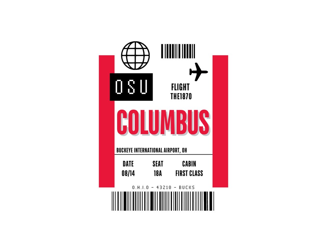 The Ohio State University Plane Ticket Digital Print Wall Decor - Etsy