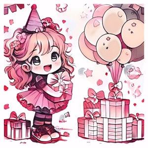 DIGITAL Drawing- Cute Illustration of Girl at Party, Toddler Girl ...