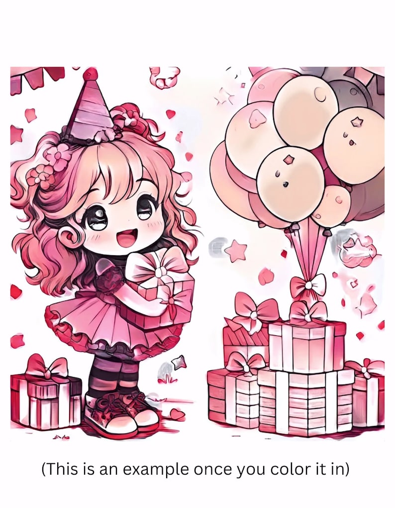 DIGITAL Drawing- Cute Illustration of Girl at Party, Toddler Girl ...