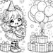 DIGITAL Drawing- Cute Illustration of Girl at Party, Toddler Girl ...