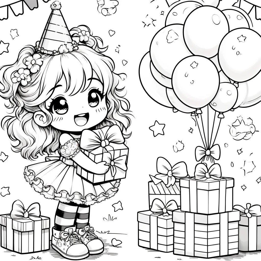 DIGITAL Drawing- Cute Illustration of Girl at Party, Toddler Girl ...