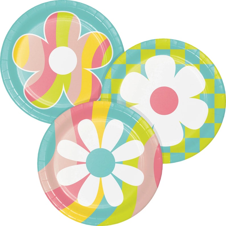 Flower Power 46 Piece Birthday Party Kit for 8 Groovy Birthday ...