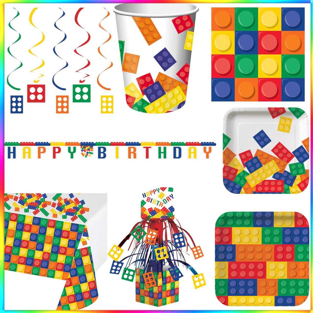 Block Party 48 Piece Birthday Kit for 8 Block Party Block Party Decor ...