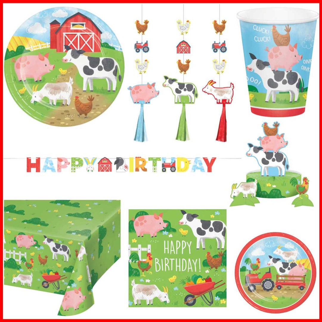 Farm Animals Birthday Party Kit for 8 46 Total Items Barnyard Birthday ...