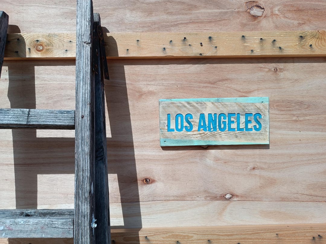 EPAL Los Angeles Sign Carved, Pallet, Vintage, Wood Craft, Industrial ...