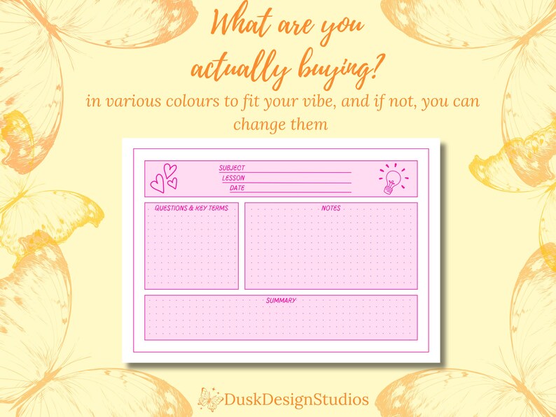 Aesthetic Cornell Notes Printable A4 Landscape Study Notes Cute Pink ...
