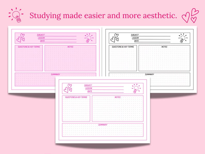Aesthetic Cornell Notes Printable | A4 Landscape Study Notes | Cute ...