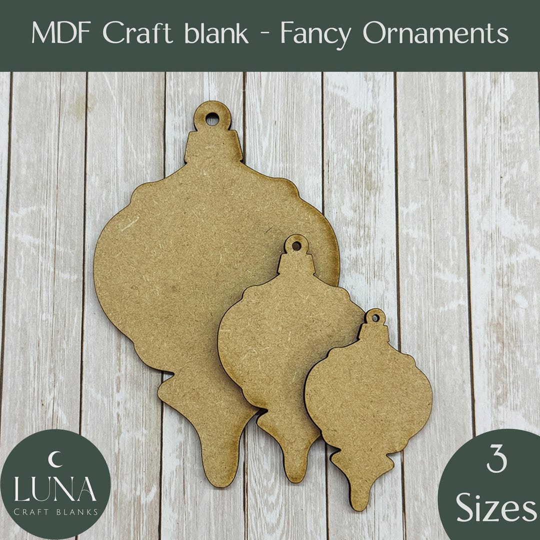 MDF Fancy Christmas Ornament Bauble Shapes, Craft Shape to Paint, Mixed ...