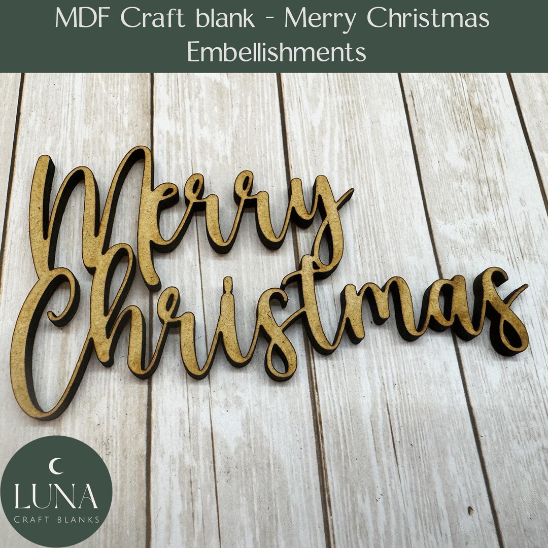 MDF Laser Cut Merry Christmas Words, Card Embellishment, Journal Cover ...