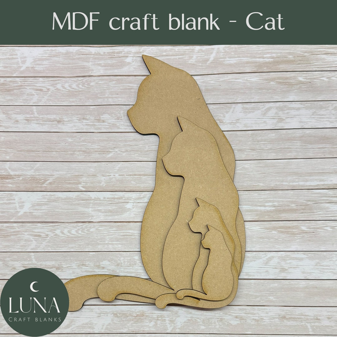 MDF Cat Shapes, Craft Blanks to Paint, Mixed Media Wooden Blanks 3mm ...