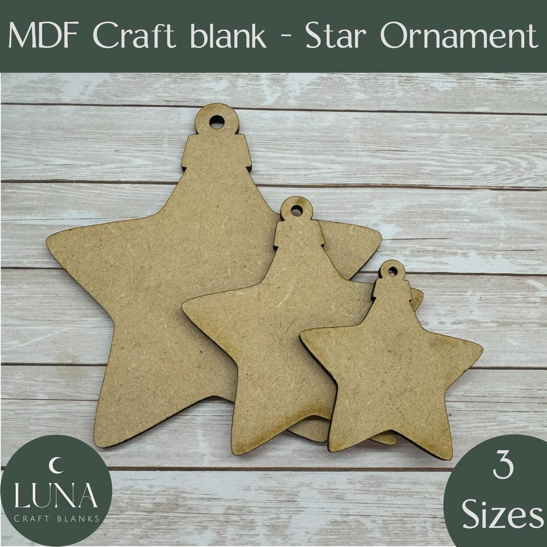 MDF Star Christmas Ornament Bauble Shapes, Craft Shape to Paint, Mixed ...