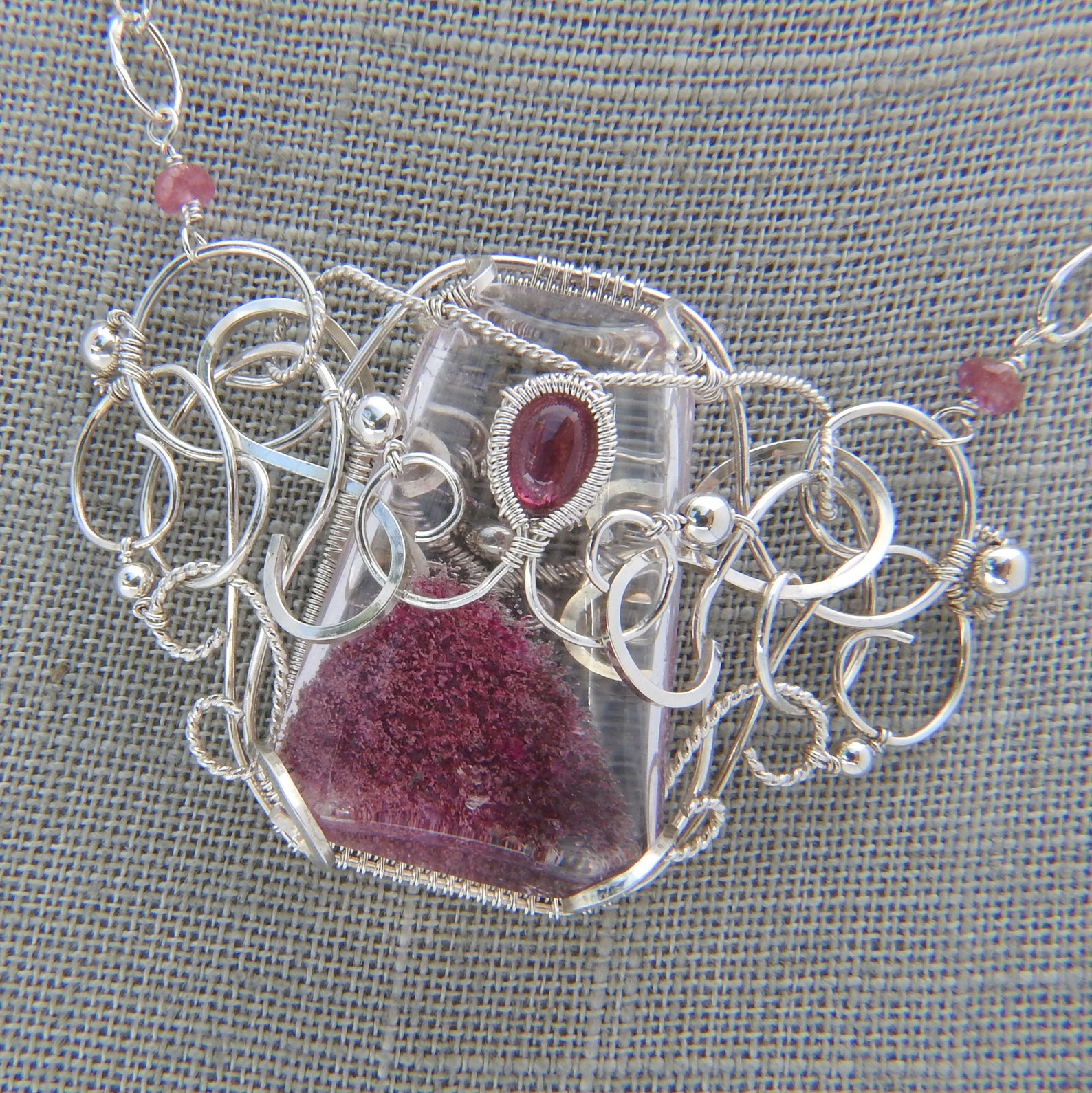 Pretty in Pink Pink Lodolite and Tourmaline Wrapped in Fine - Etsy