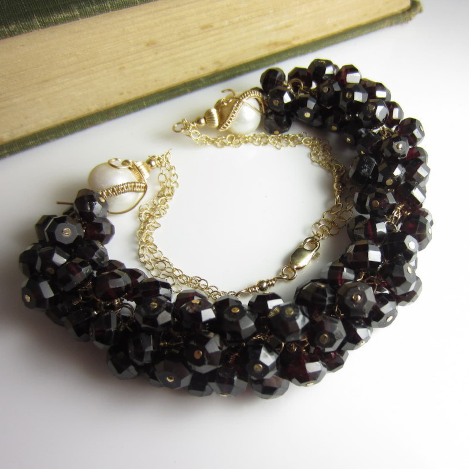 The Lady in Garnet Necklace Deep Red Garnet and Freshwater | Etsy