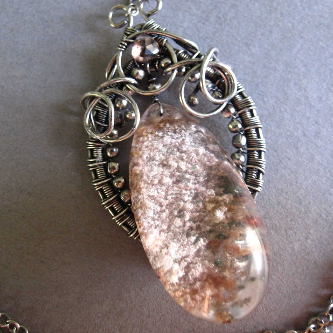 Phantom Necklace Phantom Quartz Spinel and Wrapped Silver | Etsy