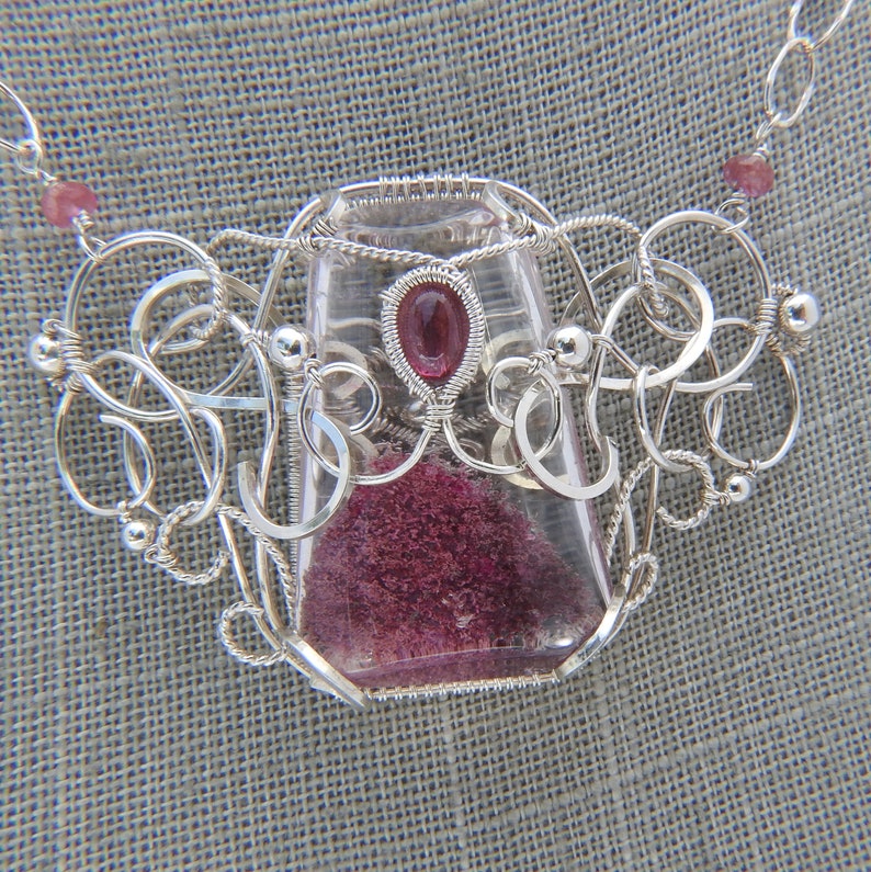 Pretty in Pink Pink Lodolite and Tourmaline Wrapped in Fine - Etsy
