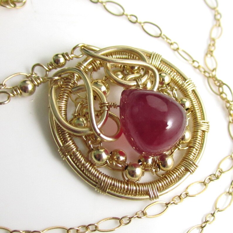 The Ruby Amulet Smooth Natural Ruby and 14k Gold Fill - Etsy
