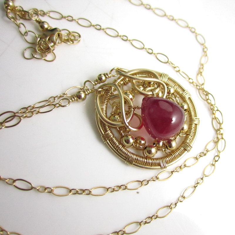The Ruby Amulet Smooth Natural Ruby and 14k Gold Fill | Etsy