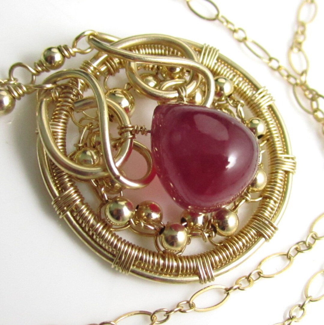 The Ruby Amulet - Smooth Natural Ruby and 14k Gold Fill Necklace - Etsy