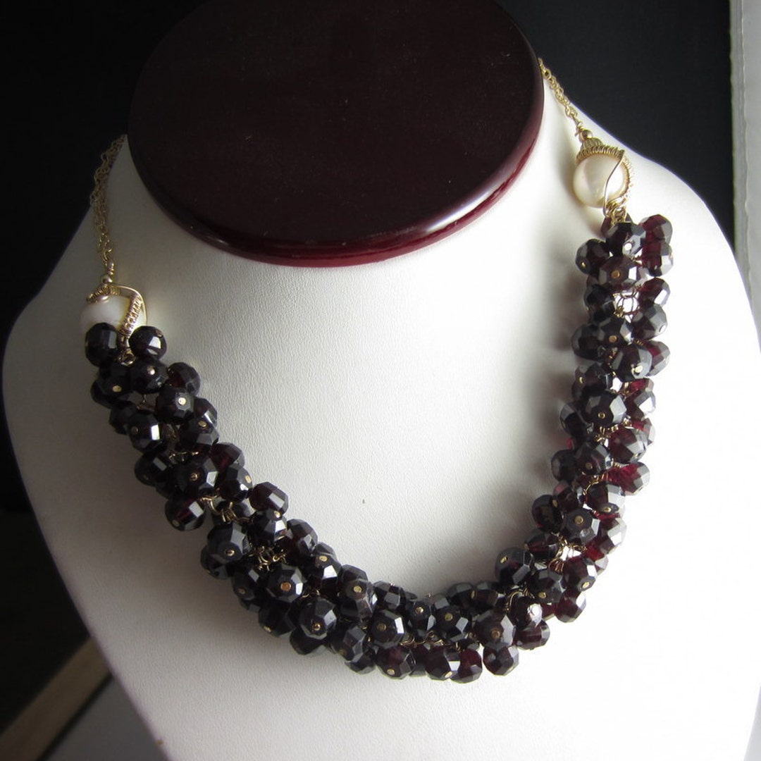 The Lady in Garnet Necklace Deep Red Garnet and Freshwater - Etsy