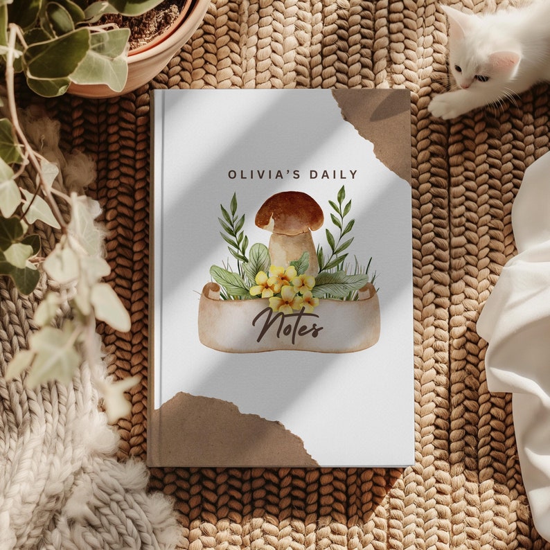 Custom Journal Hardcover Boho Mushroom Cottagecore Personalized Name ...