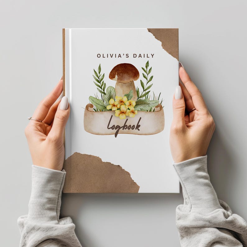 Custom Journal Hardcover Boho Mushroom Cottagecore Personalized Name ...