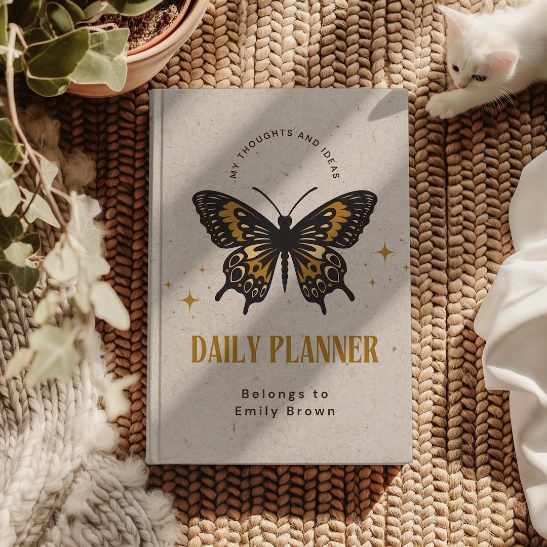 Personalized Daily Planner Hardcover Book, Custom Journal Butterfly ...