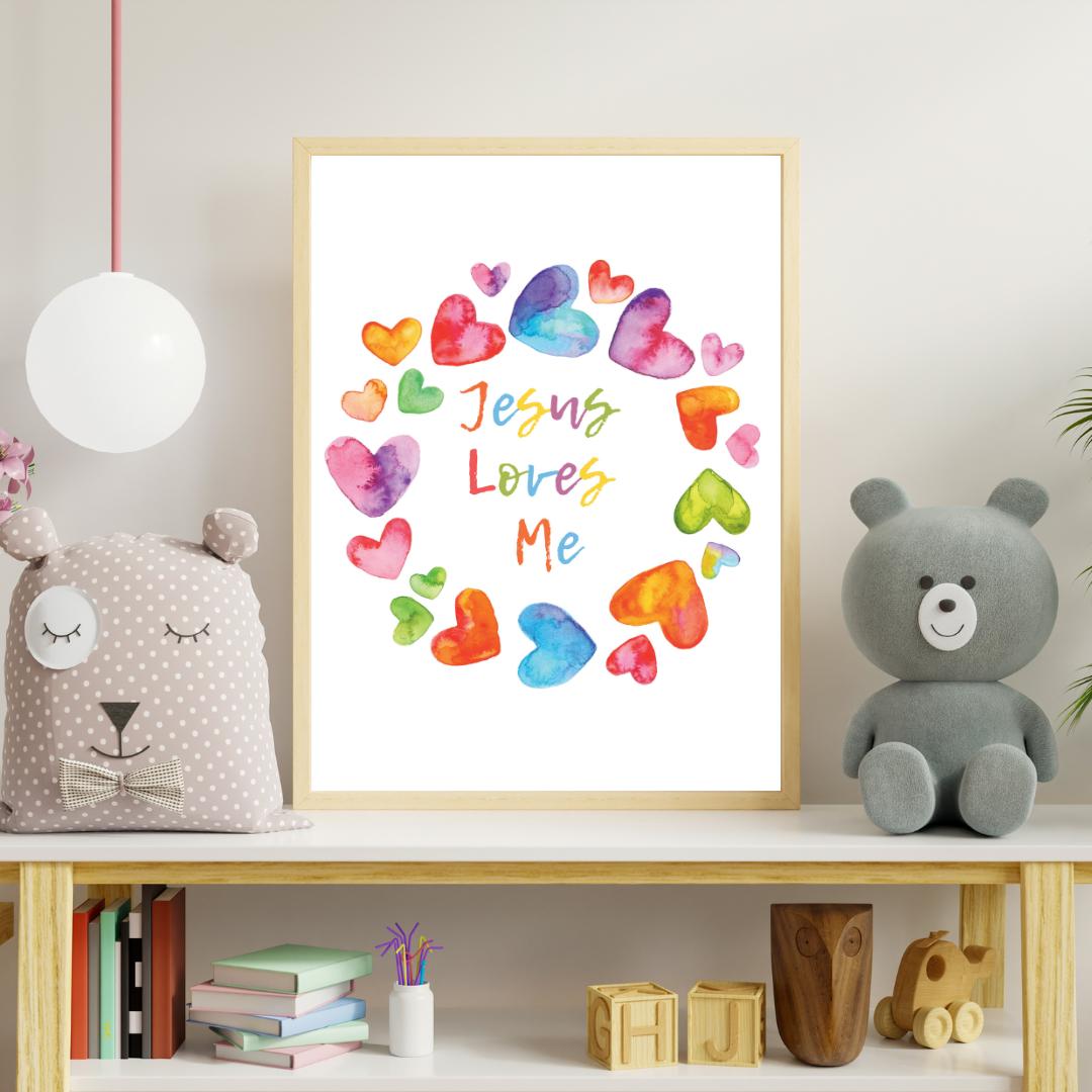 Jesus Loves Me Printable/christian Kids Wall Art/baby Nursery Decor ...
