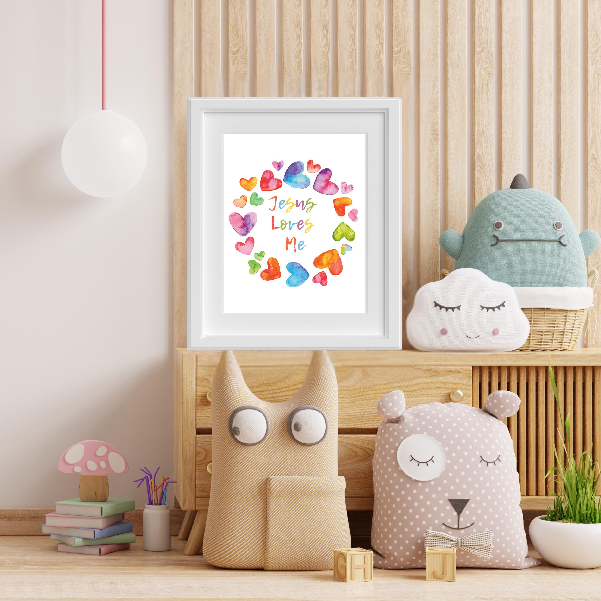 Jesus Loves Me Printable/christian Kids Wall Art/baby Nursery Decor ...