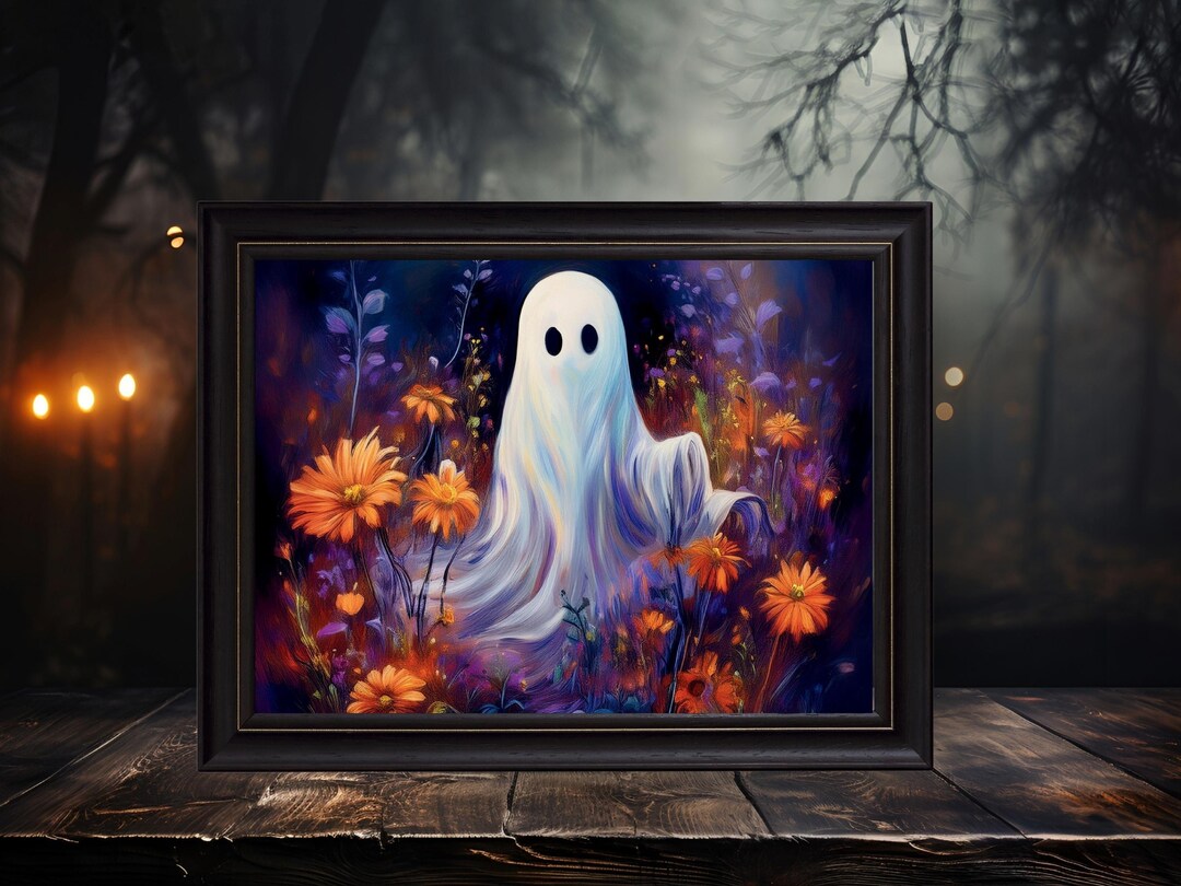 Spector of Flowers Halloween Printable Wall Art/cute Ghost Home Decor ...