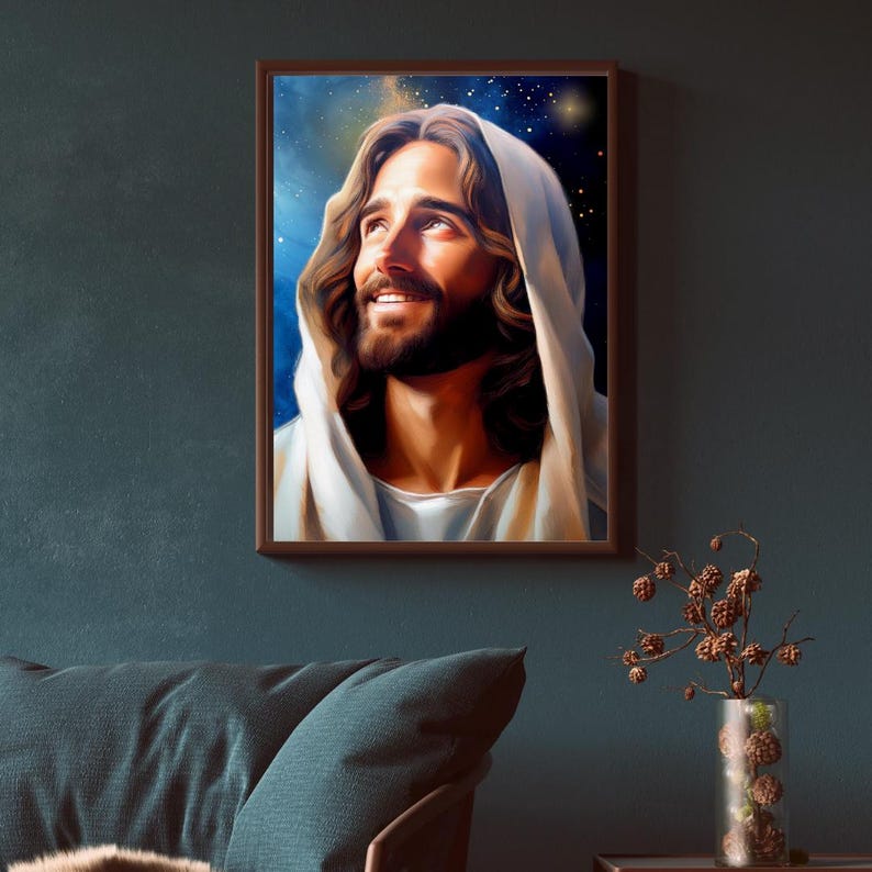 Jesus Christ Oil Painting Portrait, Christian Wall Art (digital ...