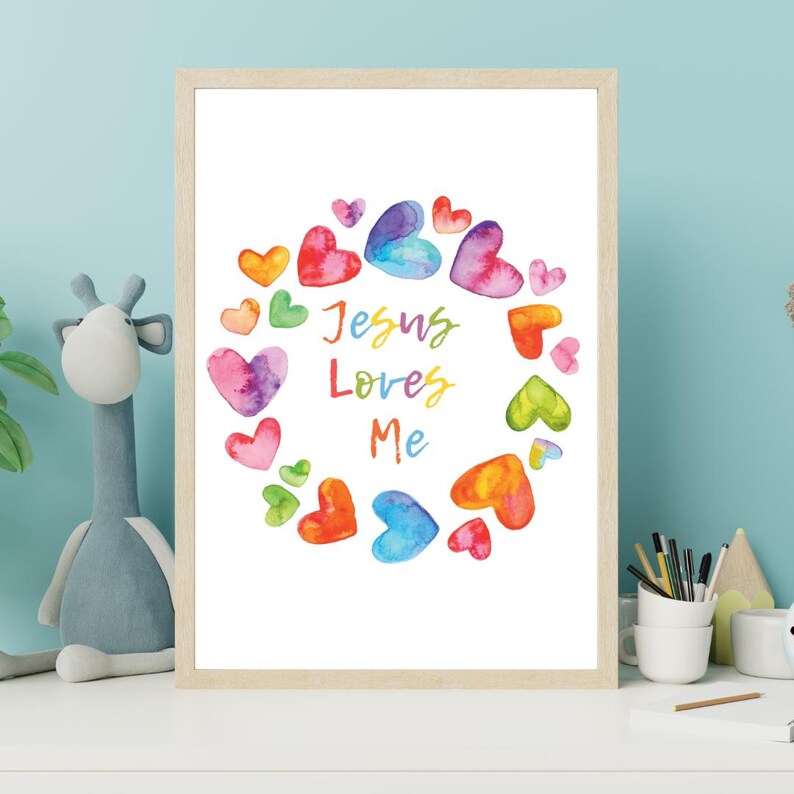 Jesus Loves Me Printable/christian Kids Wall Art/baby Nursery Decor ...