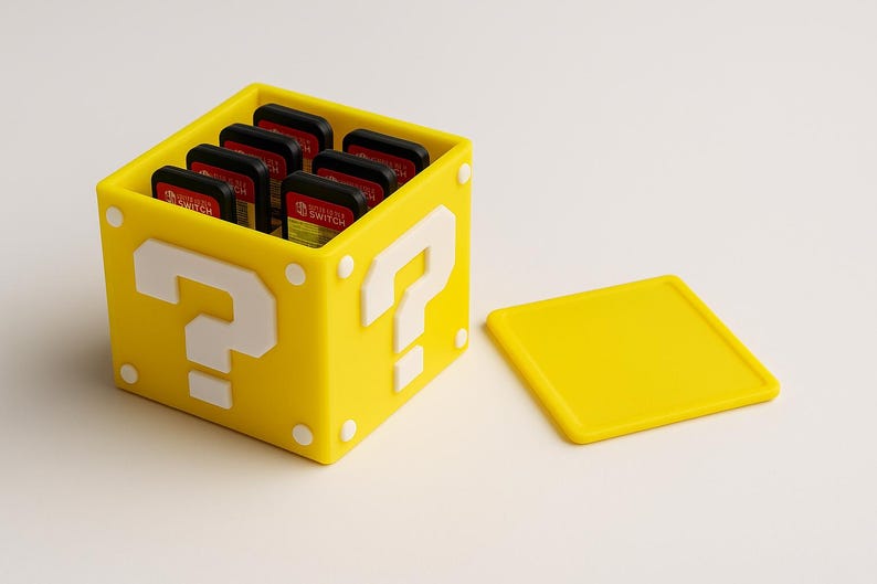 Super Mario Question Mark Cube 6 X 6 Cm | Switch Game Box | Storage for ...