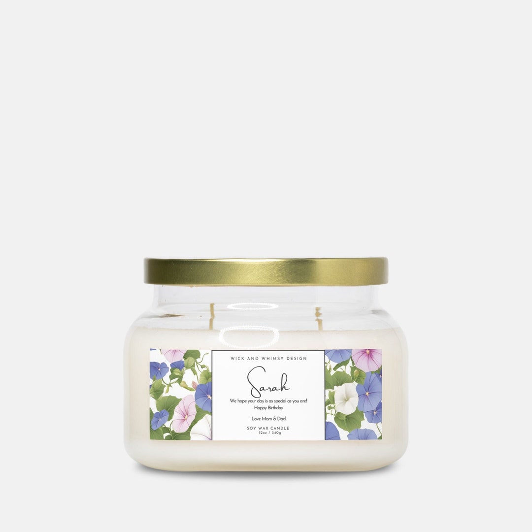 Personalized September Birth Flower Candle: Morning Glory Soy Candle - Etsy