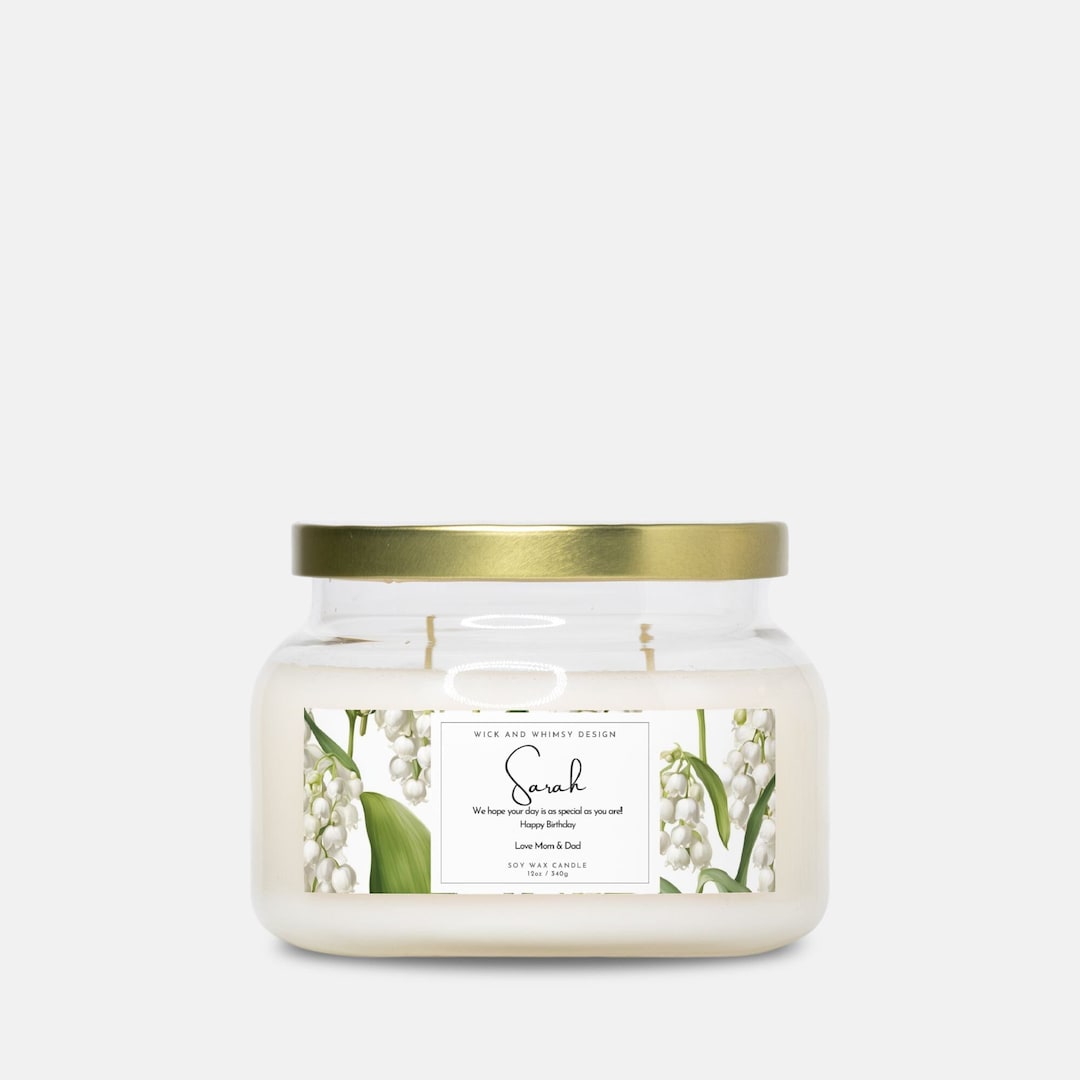 Personalized May Birth Flower Candle: Lily of the Valley Soy Candle ...