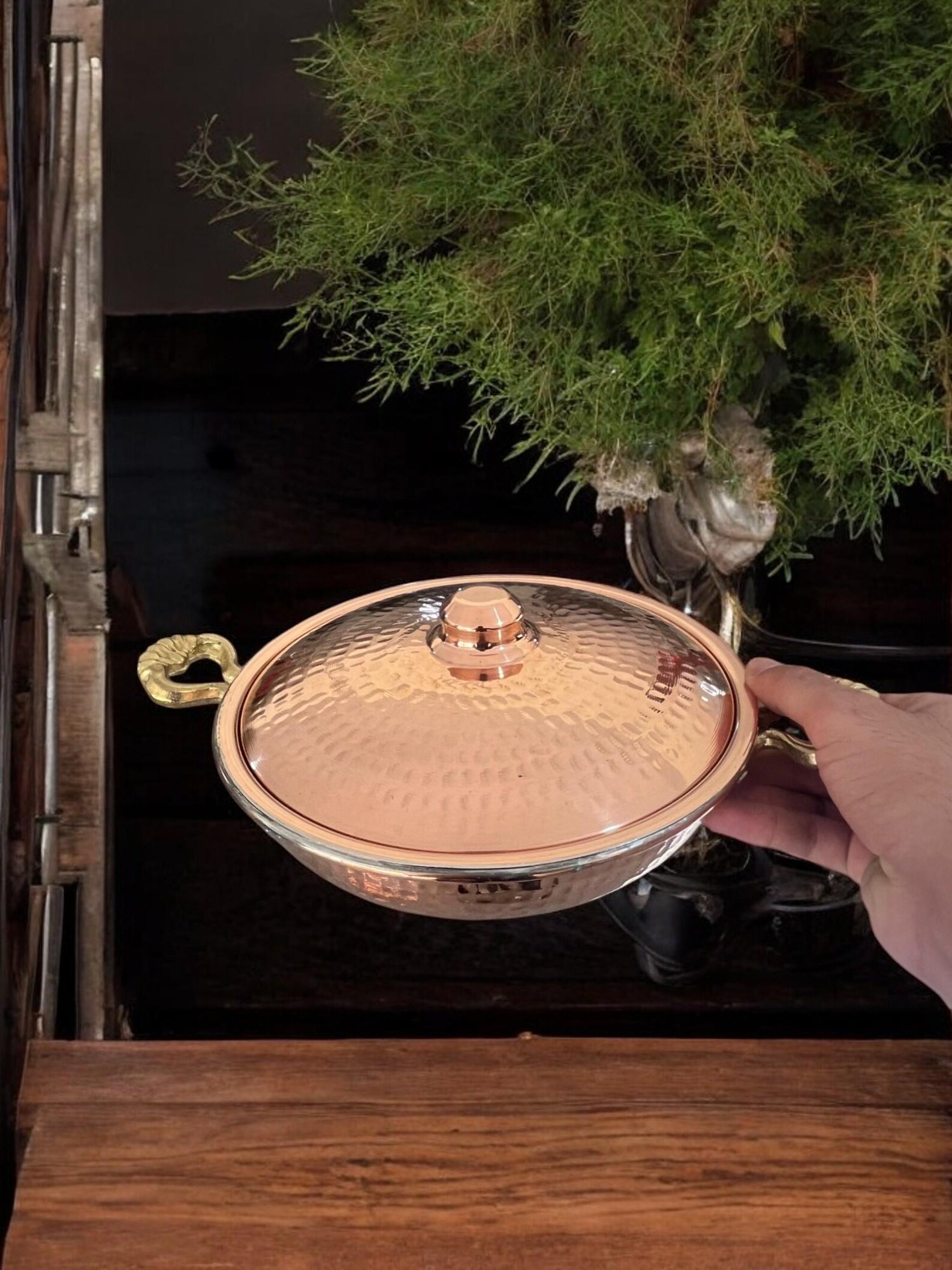 Handmade Copper Frying Pan With Lid, Handmade Copper Cookware, Copper ...