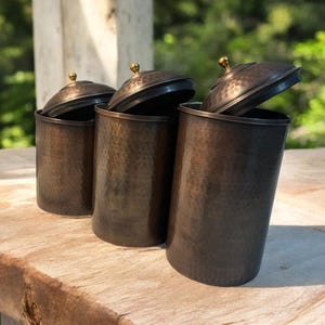 Handmade Copper Spice Jar, Copper Spice Jar Set of 3, Handmade Copper ...