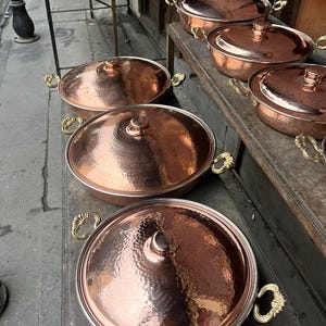 Handmade Copper Pan With Lid, Traditional Copper Frying Pan, Copper ...