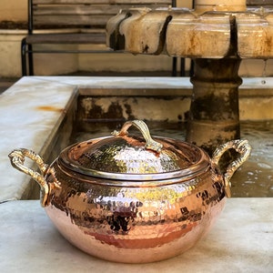 Handmade Turkish Copper Cookware Set, 4-piece Hammered Tin-lined Copper ...