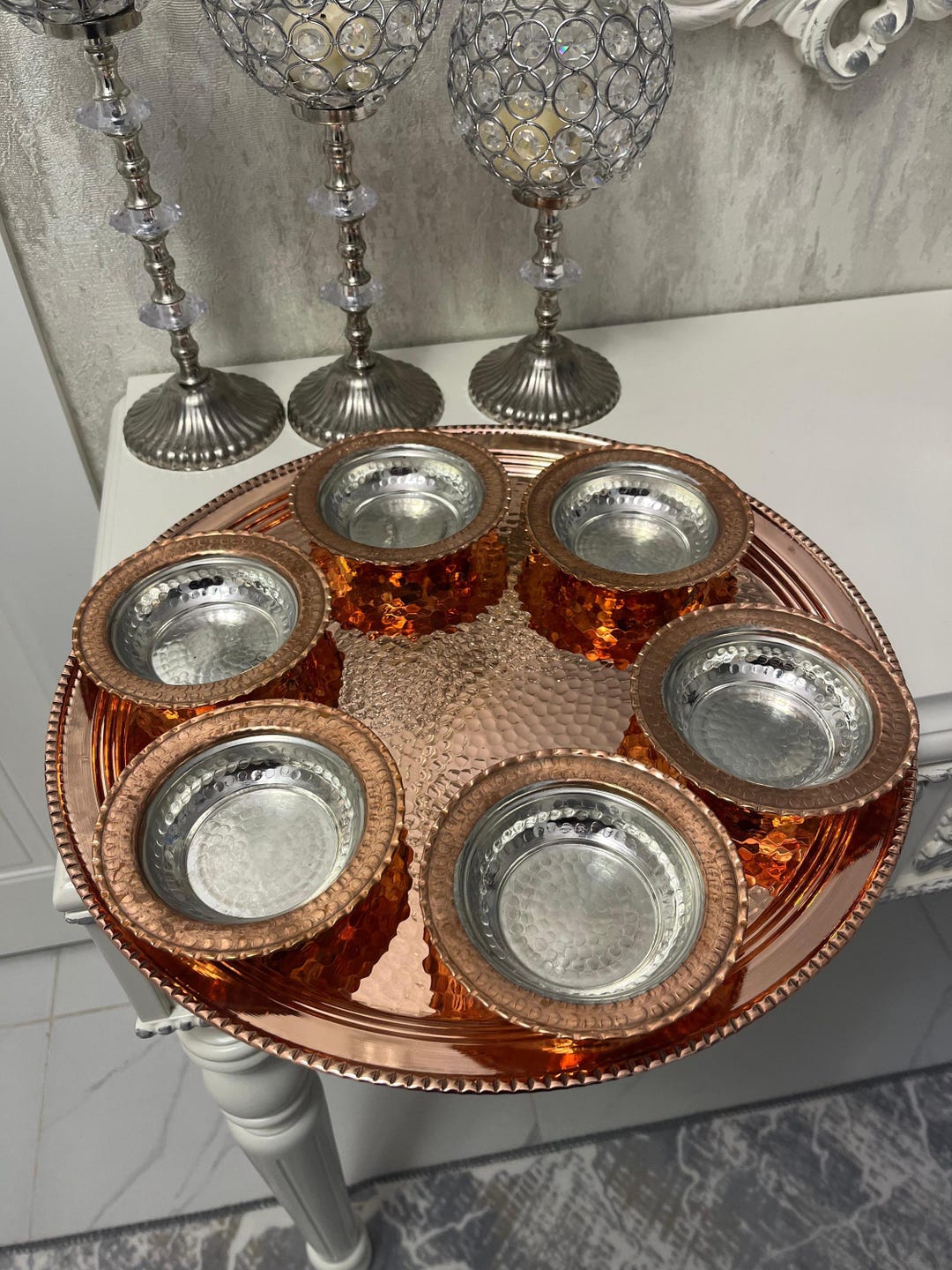 Handmade Copper Breakfast Set of 6, Traditional Copper Tableware ...