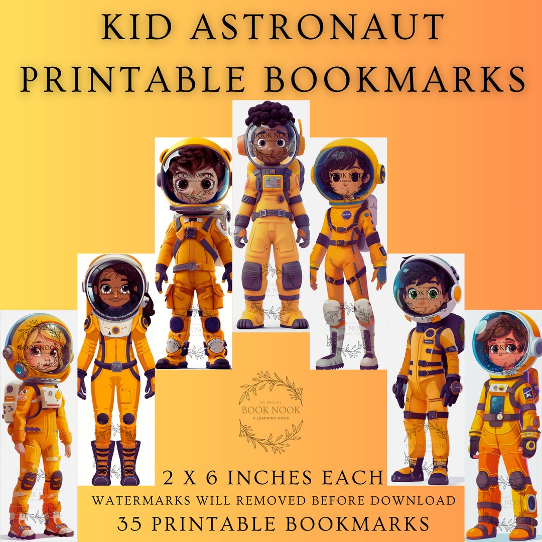 Kid Astronaut Printable Bookmarks, 35 Unique Space-themed Bookmarks ...