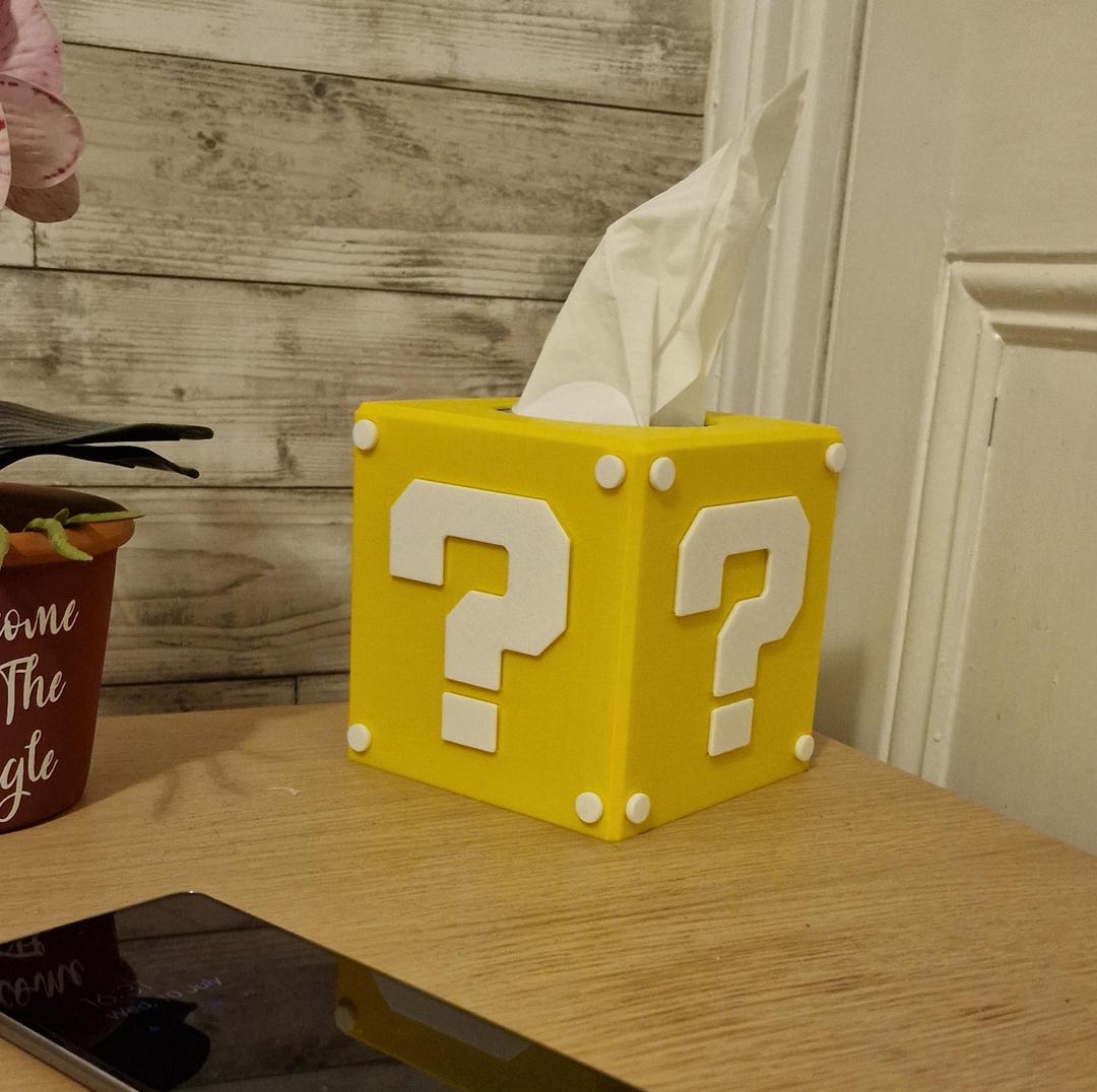 Super Mario Question Box Tissue Cover, Gaming Room, Man Cave, Gift ...